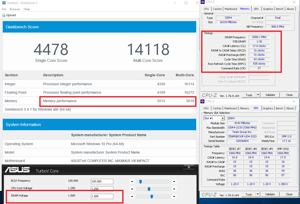 Binning 4 Kit Team DARK PRO DDR4-3333 2x8GB (Samsung B-Die IC) dengan ...